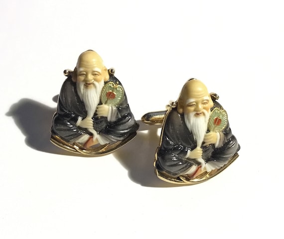 1960s Arita Japan Toshikane Cufflinks Featuring Jurōjin God | Etsy