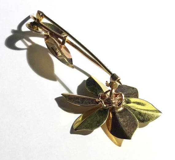 Early Signed Binder Brothers Retro 10k Flower Brooch,… - Gem