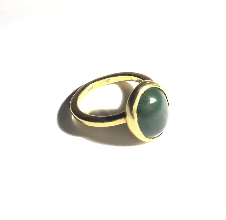 18k Handmade Nephrite Jade Oval Cabochon Pinky Ring C1960s - Etsy
