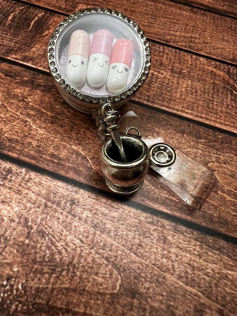 Customizable Happy Pill Pharmacy Retractable Badge Reel, Pharmacist ...