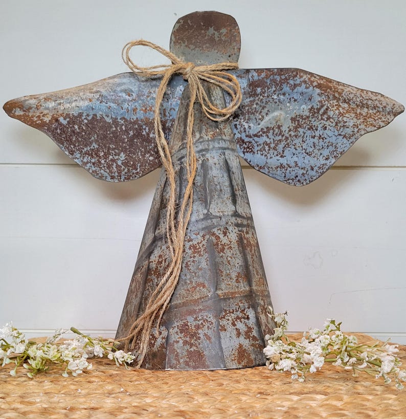In Memory of Angel. Memorial Angel for Loved One. Rustic Tin Angel ...