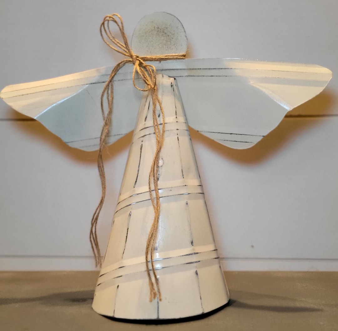 Ivory Corrugated Barn Tin Angel Christmas Angel Tree Topper. Memorial ...