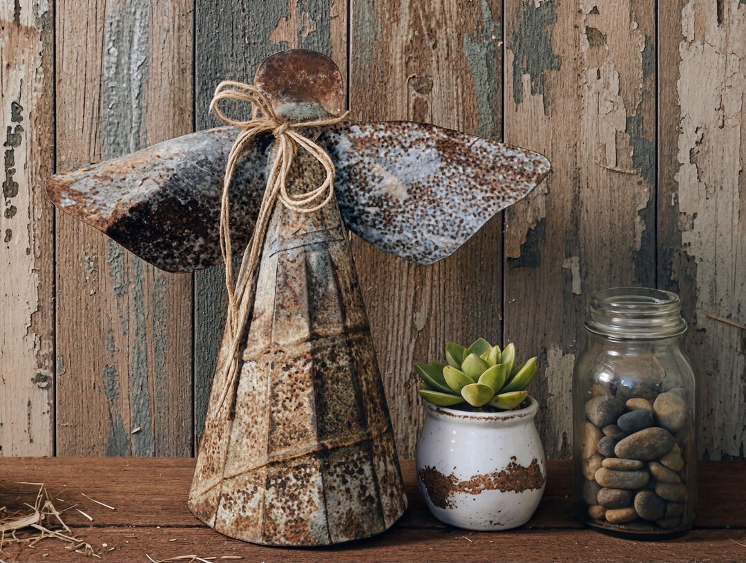 Rustic Barn Tin Angel: Christmas Tree Topper or Garden Art - Etsy