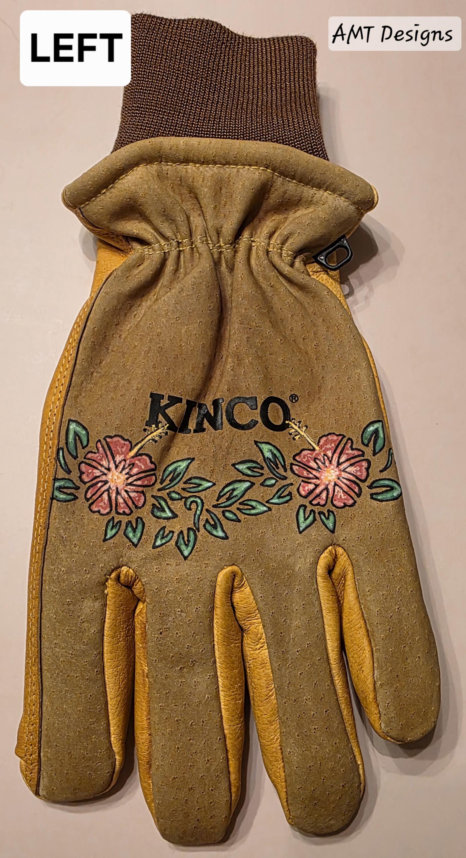 Custom Kinco Ski Gloves. Hand Drawn Hibiscus Flowers Design. Work Wear ...