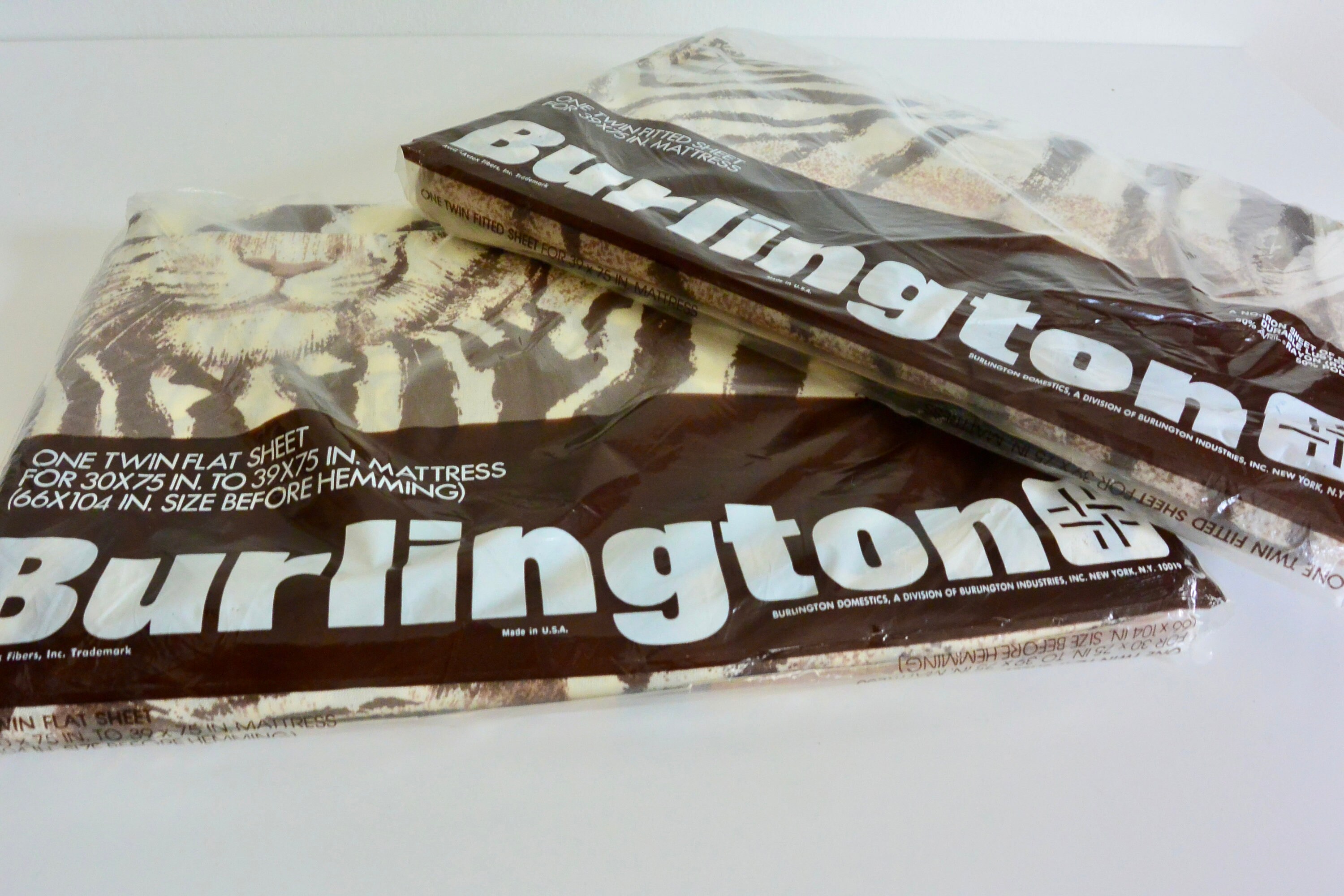 New Old Stock Burlington Safari Animal Print Pattern Twin Bed Sheet Set ...