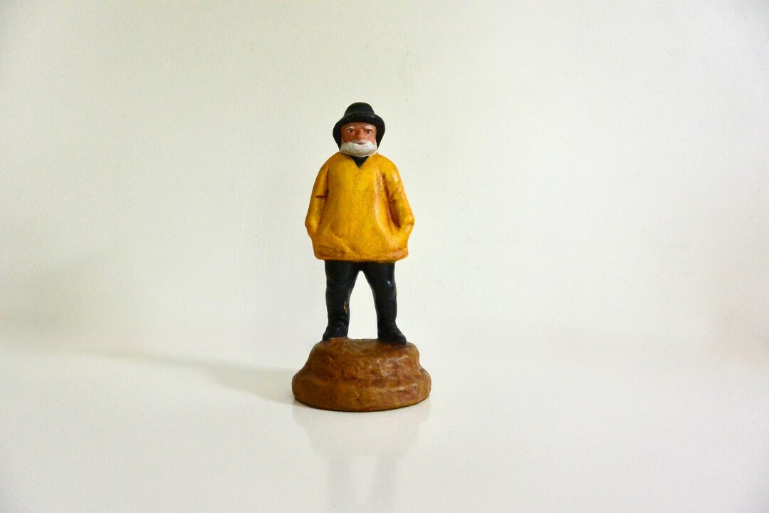 Cast Iron Old Salt Statue / Heavy Painted Iron Seaman Fisherman Sailor ...