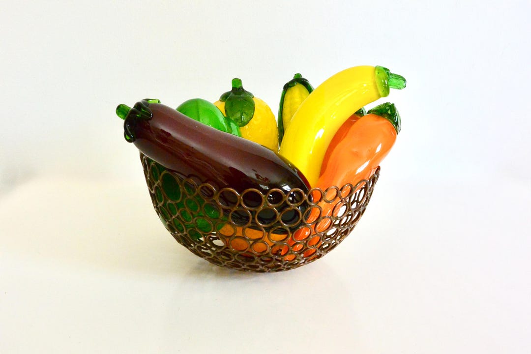 Hand Blown Murano Style Glass Fruit and Vegetables - Vintage House Warming Chef Cooking Gift ...