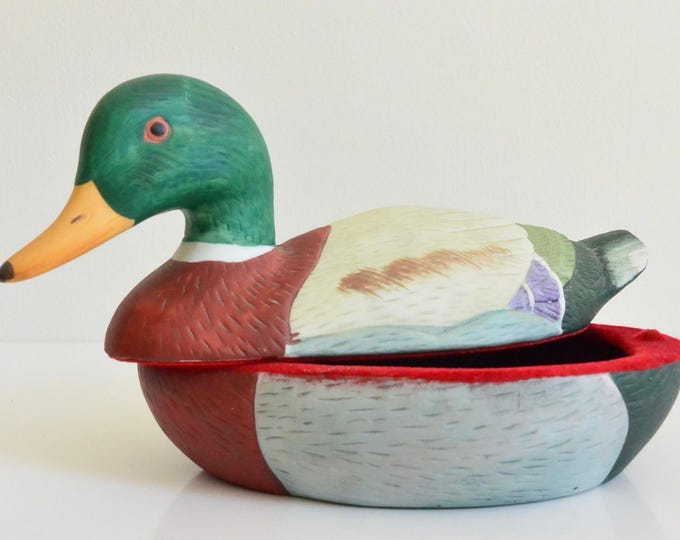 Vintage Ceramic Mallard Duck Box / Porcelain Camp Decor / Gift Wrapping ...