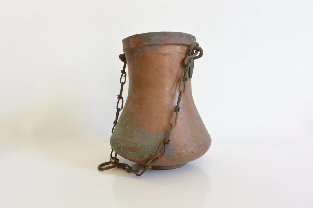 Hanging Copper Pot Rustic Home Decor / Antique Bohemian / Plant Bowl ...