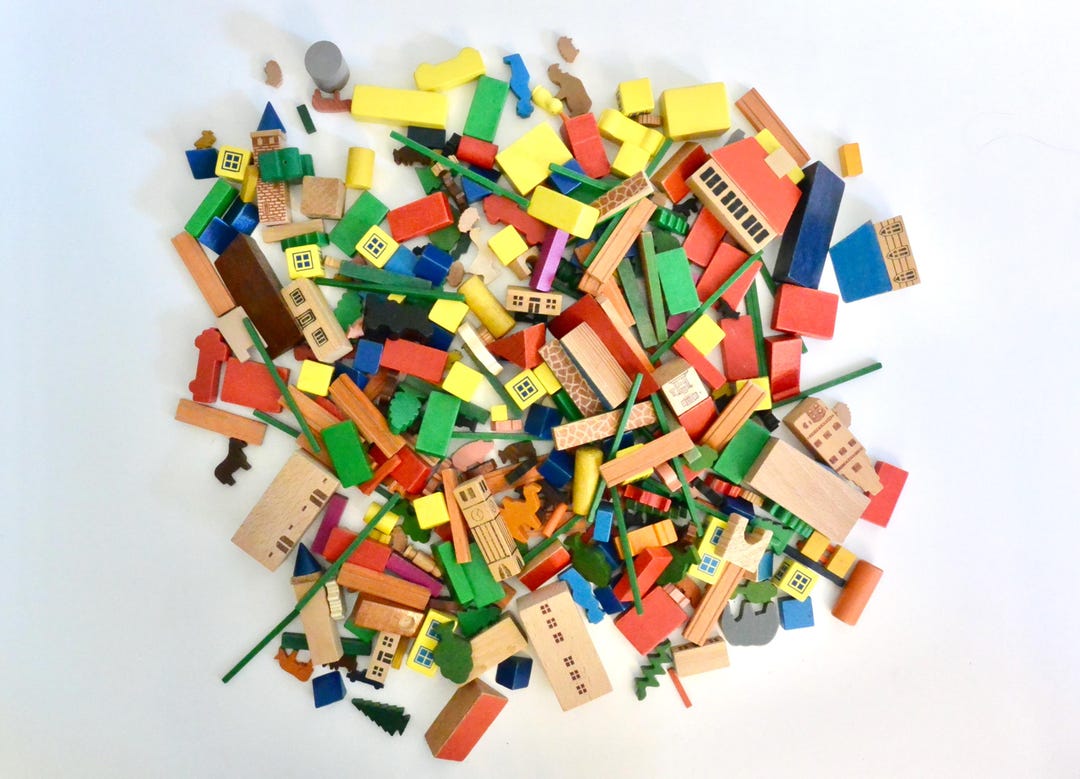 Colorful Juri Mini Wooden Building Block Toy Lot / European Wood Toys ...