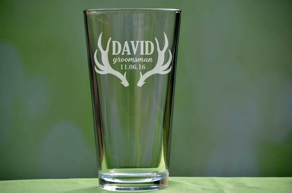 Groomsmen Pint Glass Antler Gift Antlers Gifts Personalized | Etsy