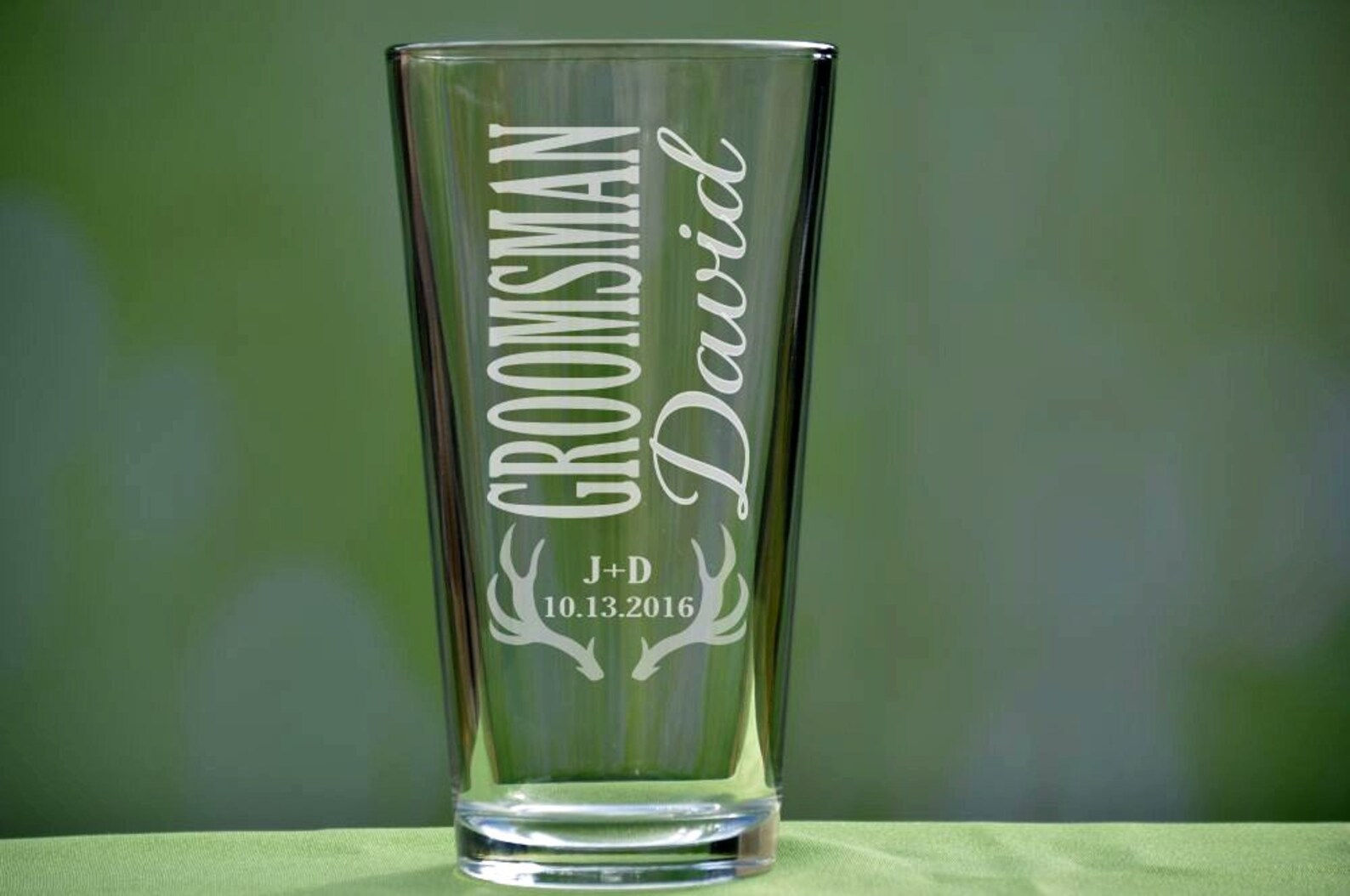 Groomsmen Pint Glass, Antler Gift, Antlers Gifts, Personalized Pint ...
