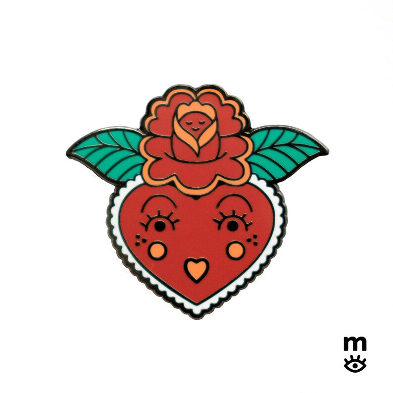 Vintage-inspired Traditional Tattoo-style Heart Enamel Lapel - Etsy