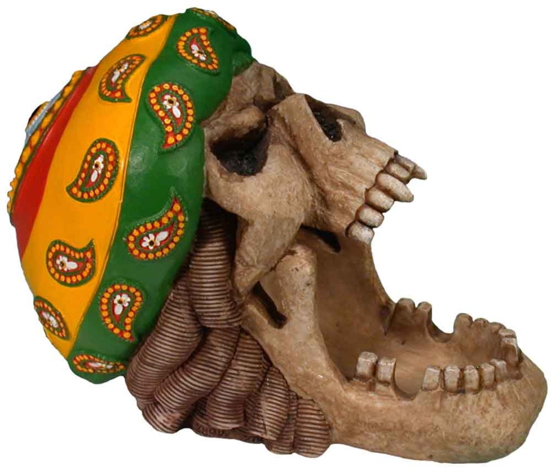 Open Mouth Rasta Voodoo Demon Dead Head Human Skull Replica Ashtray ...