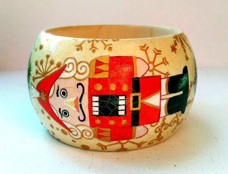 Nutcracker Wood Painted Bracelet-winter Fantasy - Etsy