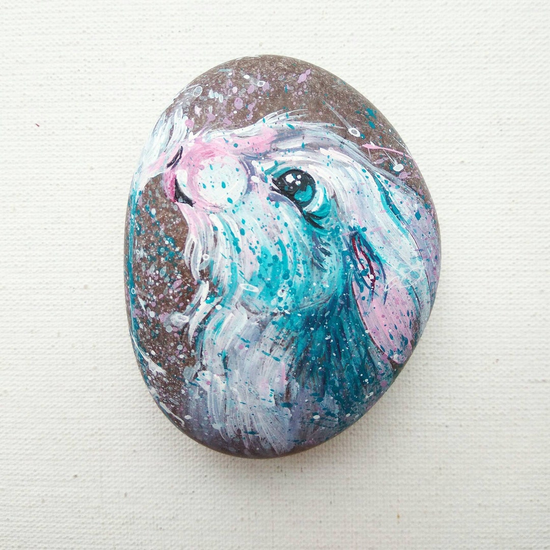 White Rabbit Hand-painted Stones for Home or Garden Decor - Etsy