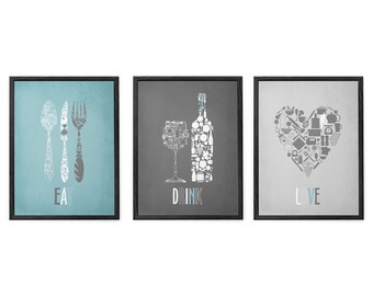 Blue kitchen decor | Etsy