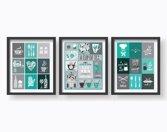 Teal kitchen decor | Etsy