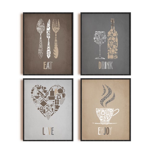 Eat Drink Love Kitchen Wall Art Eat Drink Love Prints or - Etsy