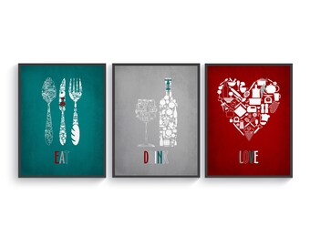 Red Kitchen Wall Art | Etsy