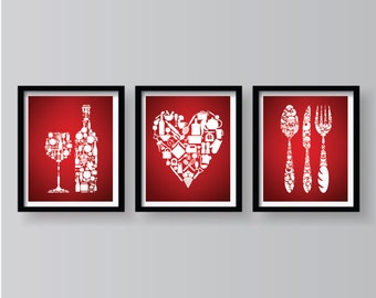 Red Kitchen Decor - Etsy