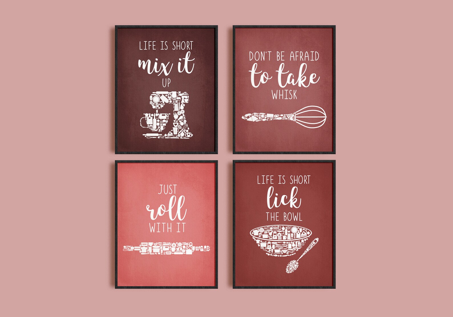 Red Kitchen Wall Decor Red Kitchen Art Kitchen Signs Red | Etsy