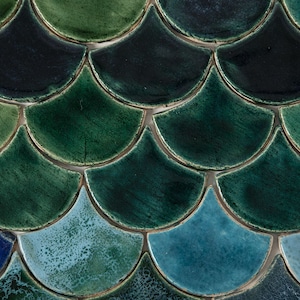 Decorative Ceramic Mermaid Tiles in the Shape of a Fish Scale Lake in ...