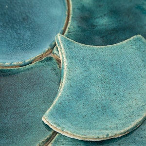 Decorative Ceramic Mermaid Tiles in the Shape of a Fish Scale - Stormy ...