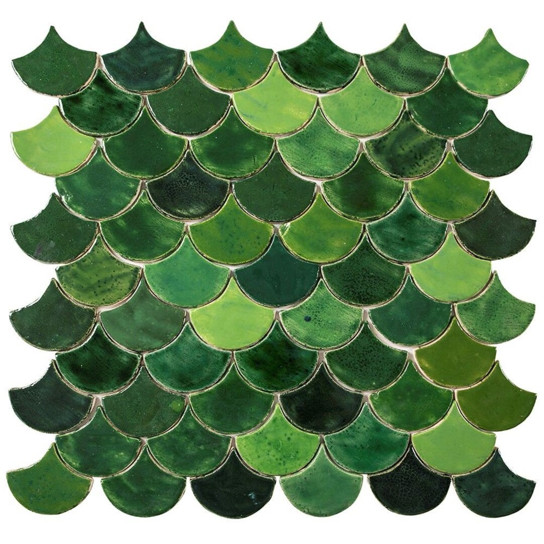 Decorative Ceramic Mermaid Tiles in the Shape of a Fish Scale - Forest ...