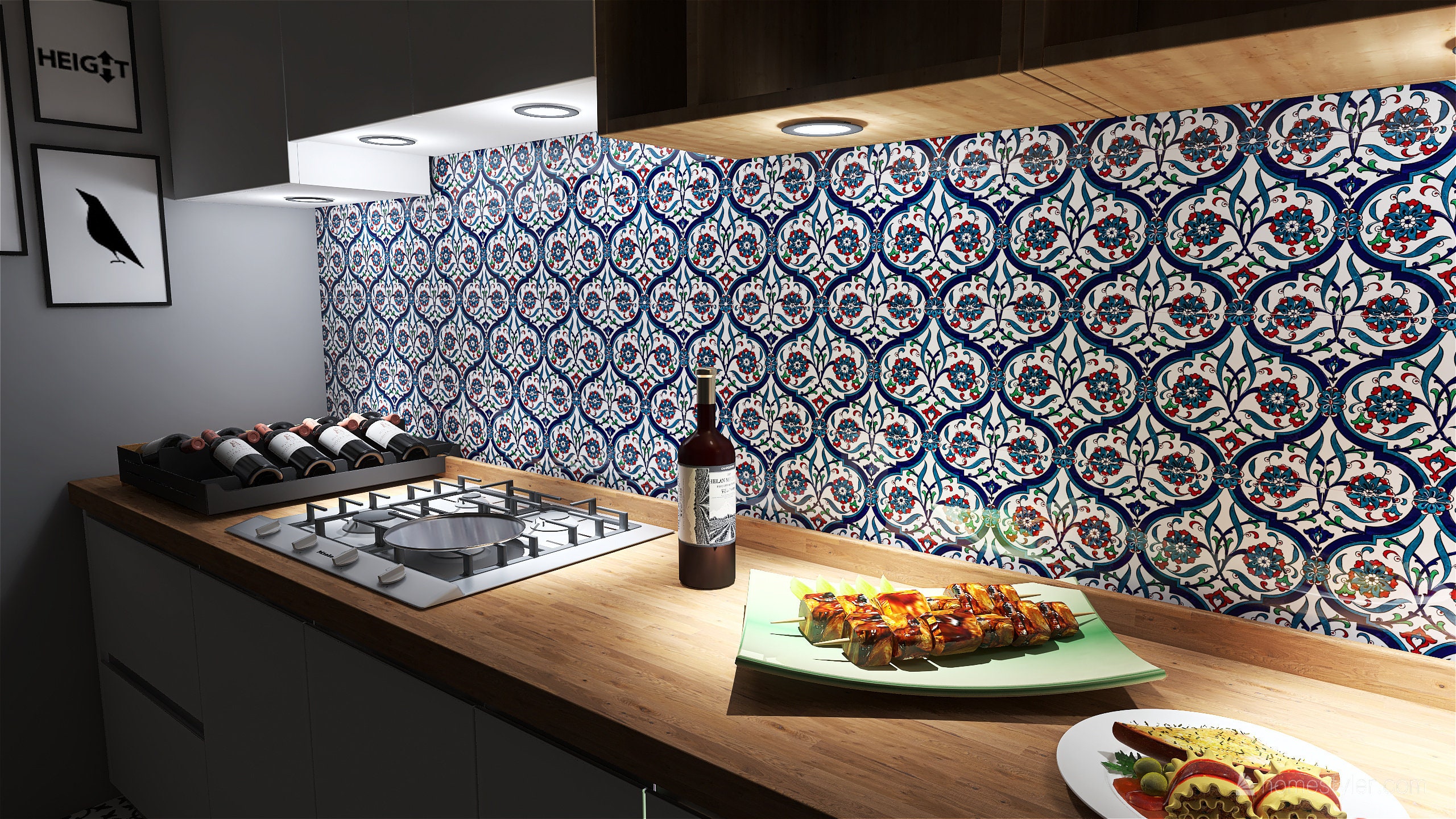 Iznik Turkish Tiles, Ceramic Oriental Wall Tile, 12 Patterned Tiles ...