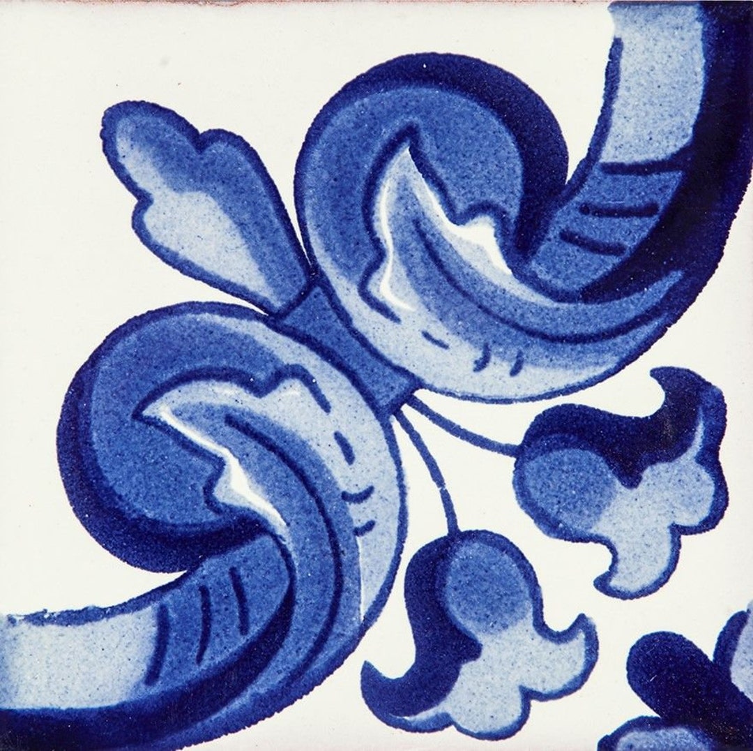 Mexican Ceramic Blue and Whita Tiles Talavera Form Mexico 10,5 X 10,5 ...