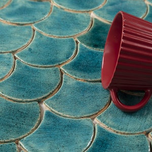 Decorative Ceramic Mermaid Tiles in the Shape of a Fish Scale ...