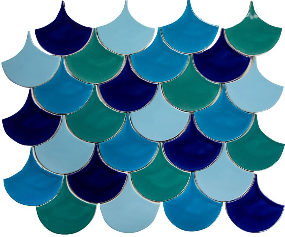Mosaic Tiles Fish Scale - Lake Bacalar by Cerames - A Set of Decorative ...