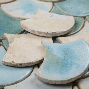 Decorative Ceramic Mermaid Tiles in the Shape of a Fish Scale - Morning ...