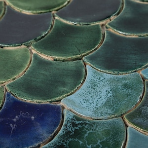 Decorative Ceramic Mermaid Tiles in the Shape of a Fish Scale Lake in ...