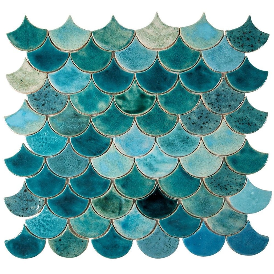 Decorative Ceramic Mermaid Tiles in the Shape of a Fish Scale ...