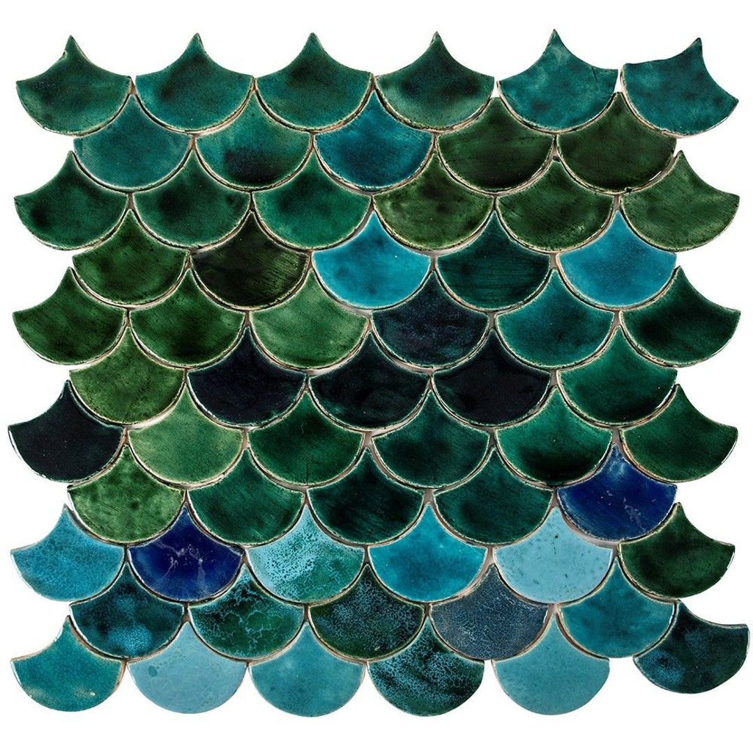 Decorative Ceramic Mermaid Tiles in the Shape of a Fish Scale Lake in ...