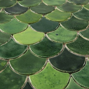 Decorative Ceramic Mermaid Tiles in the Shape of a Fish Scale - Forest ...