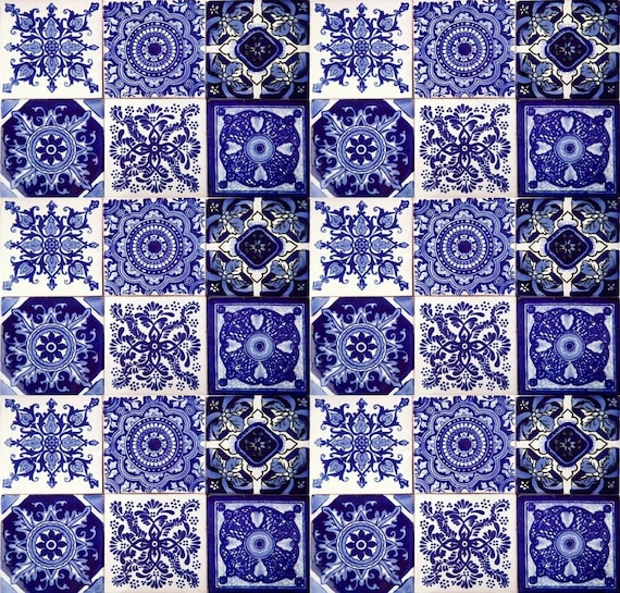 Azulejos mexicanos de Talavera Azul Cobalto y blanco Azulejos | Etsy México
