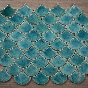 Decorative Ceramic Mermaid Tiles in the Shape of a Fish Scale ...