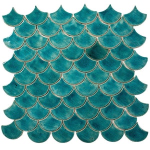 Decorative Ceramic Mermaid Tiles in the Shape of a Fish Scale ...