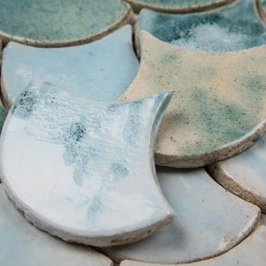 Decorative Ceramic Mermaid Tiles in the Shape of a Fish Scale - Morning ...