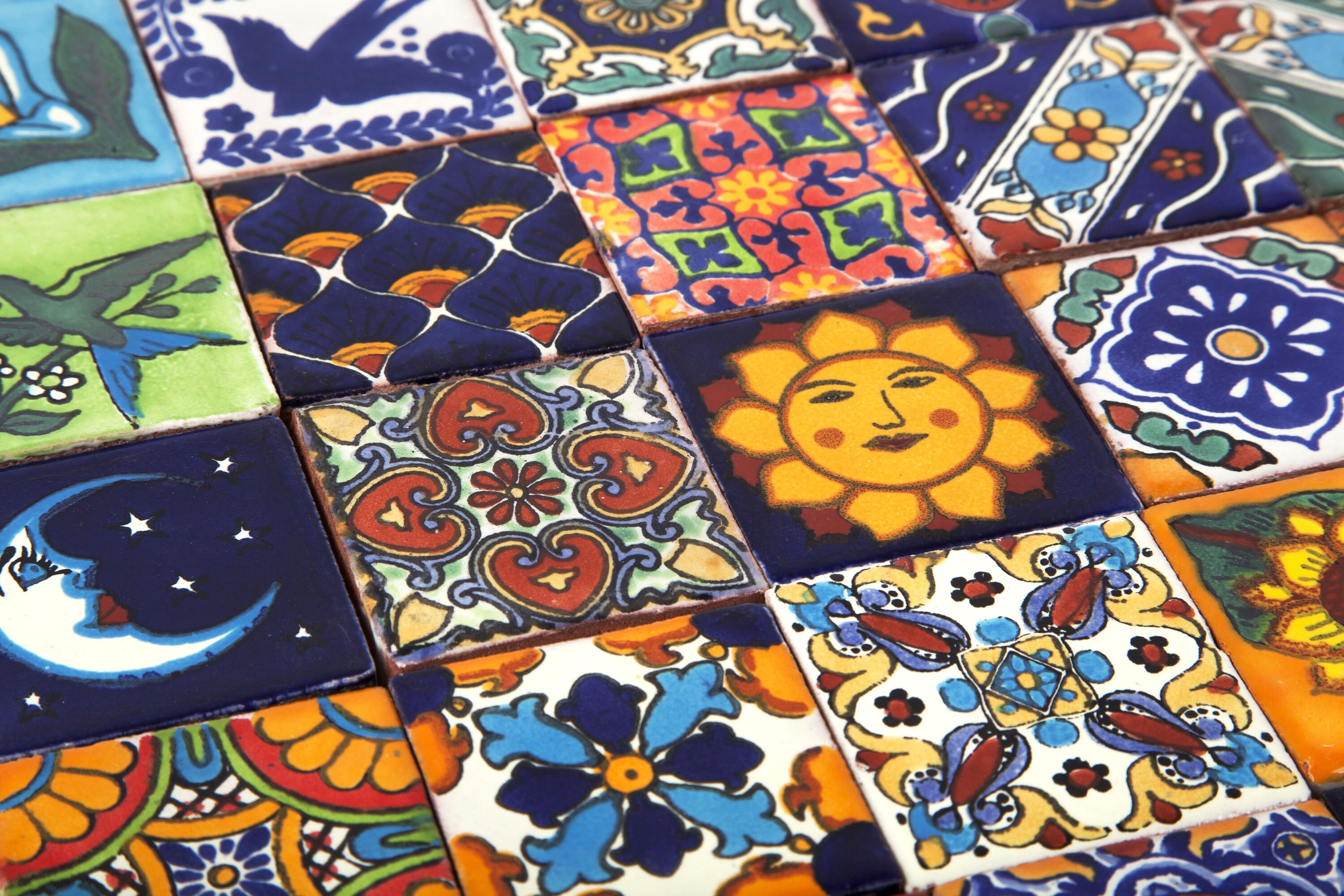 Mexican Tiles Ceramic Hand Painted Patchwork Set of 120 Tiles 5x5 Cm ...