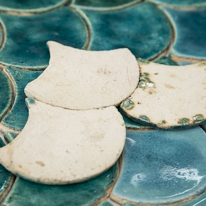 Decorative Ceramic Mermaid Tiles in the Shape of a Fish Scale - Stormy ...