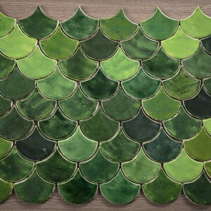 Decorative Ceramic Mermaid Tiles in the Shape of a Fish Scale - Forest ...