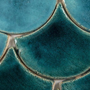 Decorative Ceramic Mermaid Tiles in the Shape of a Fish Scale - Stormy ...