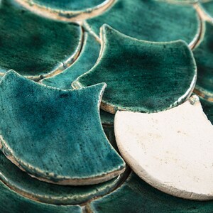 Decorative Ceramic Mermaid Tiles in the Shape of a Fish Scale Emerald ...