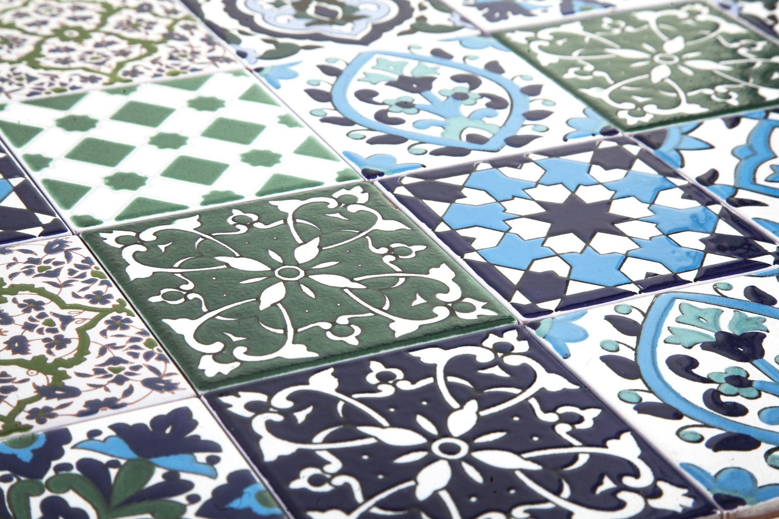 Decorative Ceramic Patchwork Wall Tiles From Tunisia 10 X 10 - Etsy