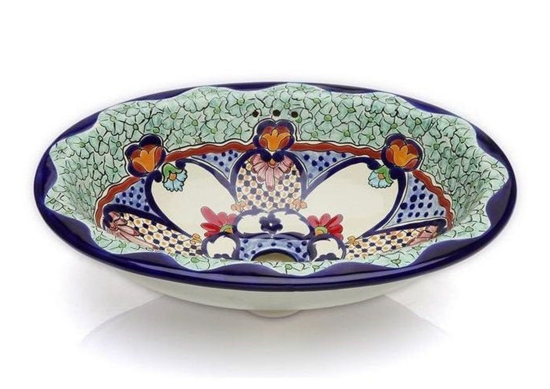 Ceramic Sink, Handpainted Colorful Drop in Washbasin - Juanetta - 41 Cm ...