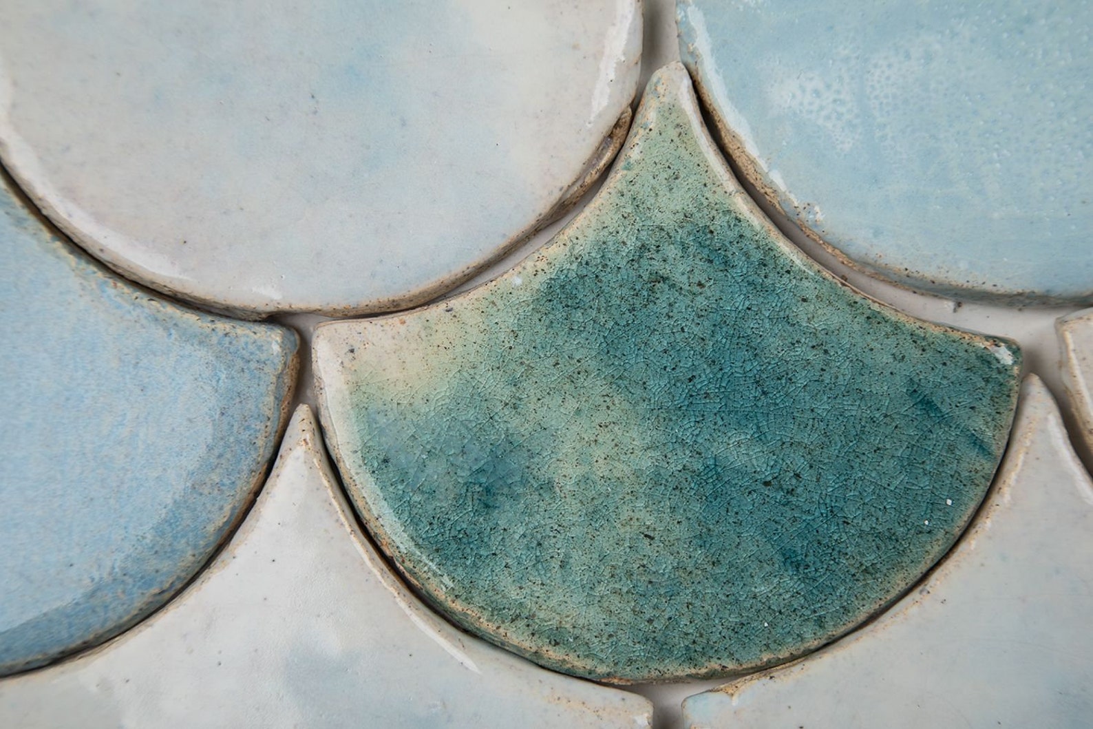 Decorative Ceramic Mermaid Tiles in the Shape of a Fish Scale - Morning ...